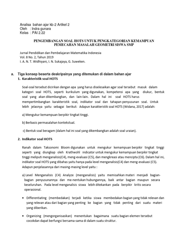 Analisa Bahan Ajar - Kb-2 Evaluasi Pembelajaran | PDF