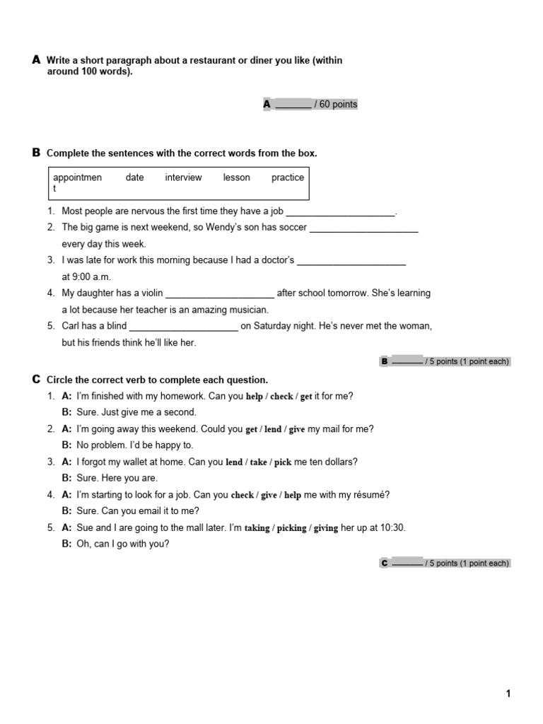 B - / 5 Points (1 Point Each) | PDF