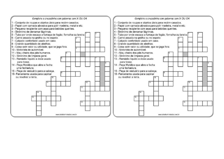 Cruzadinha X Ou CH 6º Ano | PDF