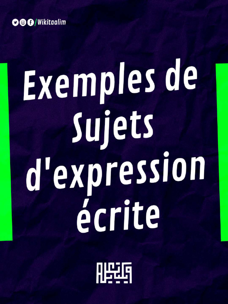 Exemples de Sujets D'expression Écrite - Wikitaalim | PDF | la pollution
