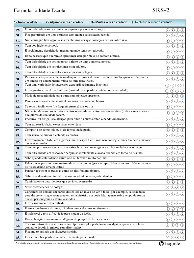 Formulário Idade Escolar SRS-2 Pag 02 | PDF