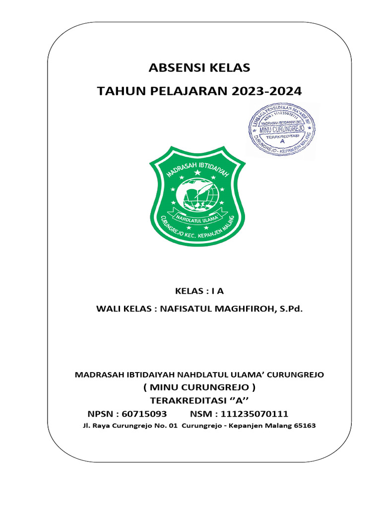 Cover Absensi Kelas | PDF