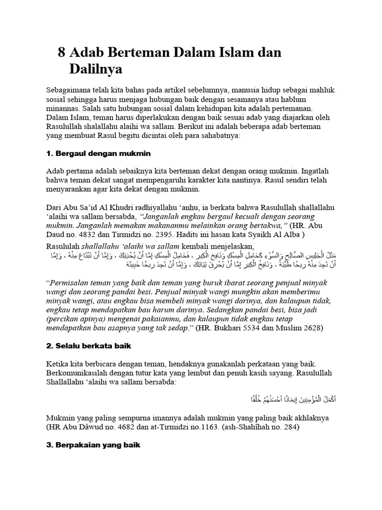 Adab Berteman dalam Islam | PDF