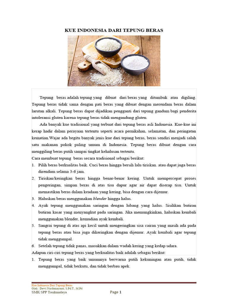 Kue Dari Tepung Beras | PDF