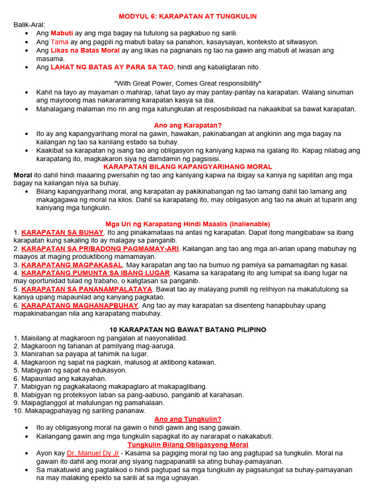 ESP Modyul 6 Grade 9 | PDF