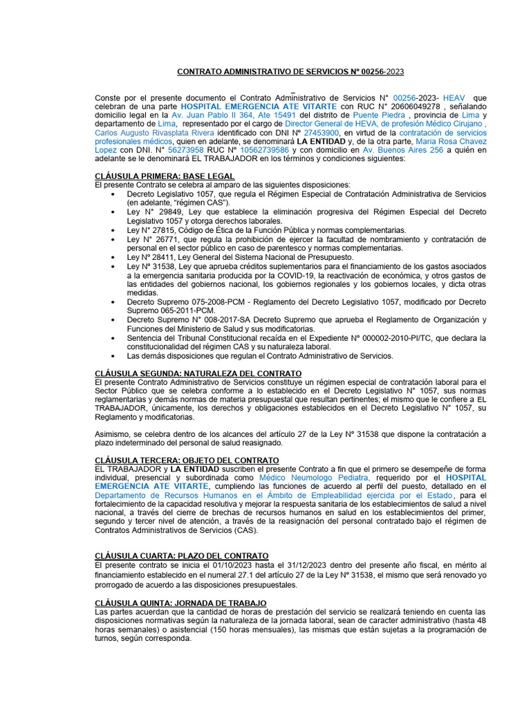Modelo de Contrato Administrativo | PDF
