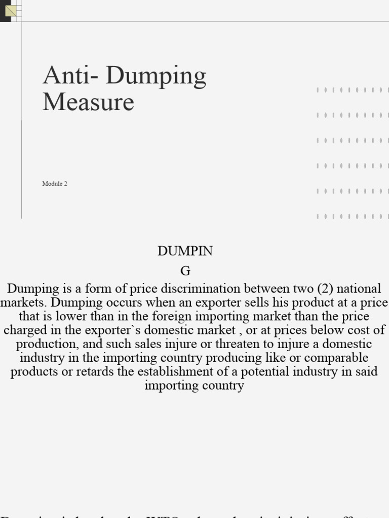 Module 2 Anti Dumping Measure | PDF