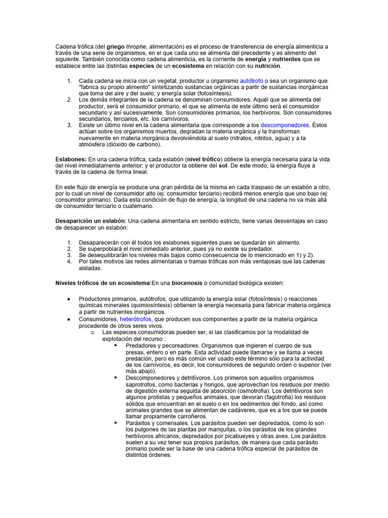 Cadena Trófica: Estructura y Función | PDF | Red alimentaria | Ciencias ...