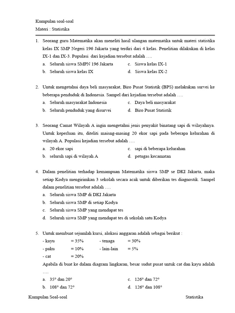 Kumpulan - Soal - Soal - Materi - Statistika - Salin | PDF