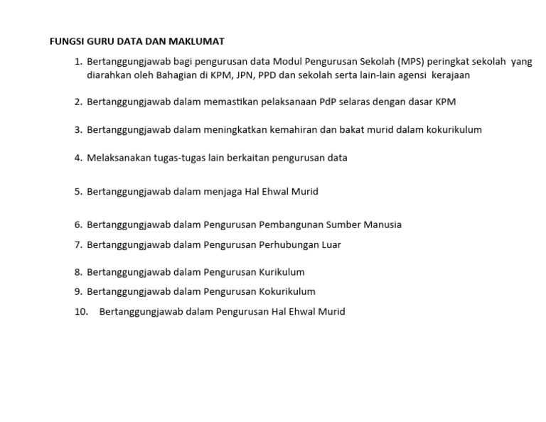 Fungsi Guru Data Dan Maklumat | PDF