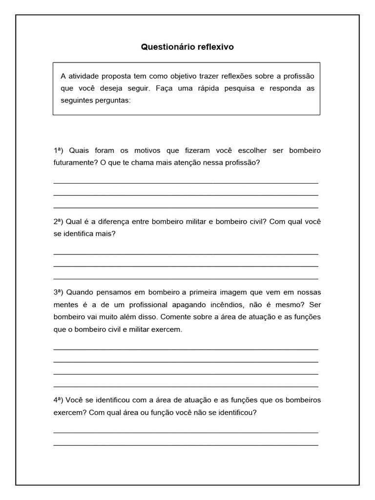 Questionário Reflexivo Paciente Reinaldo | PDF