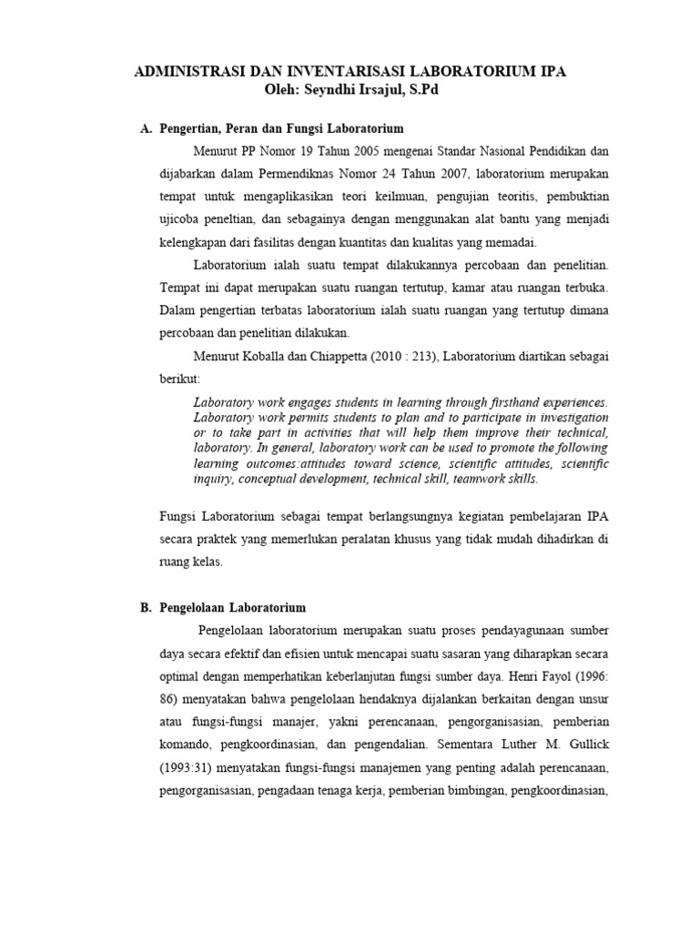 Tugas 5 - Administrasi Dan Pengelolaan Lab Ipa | PDF