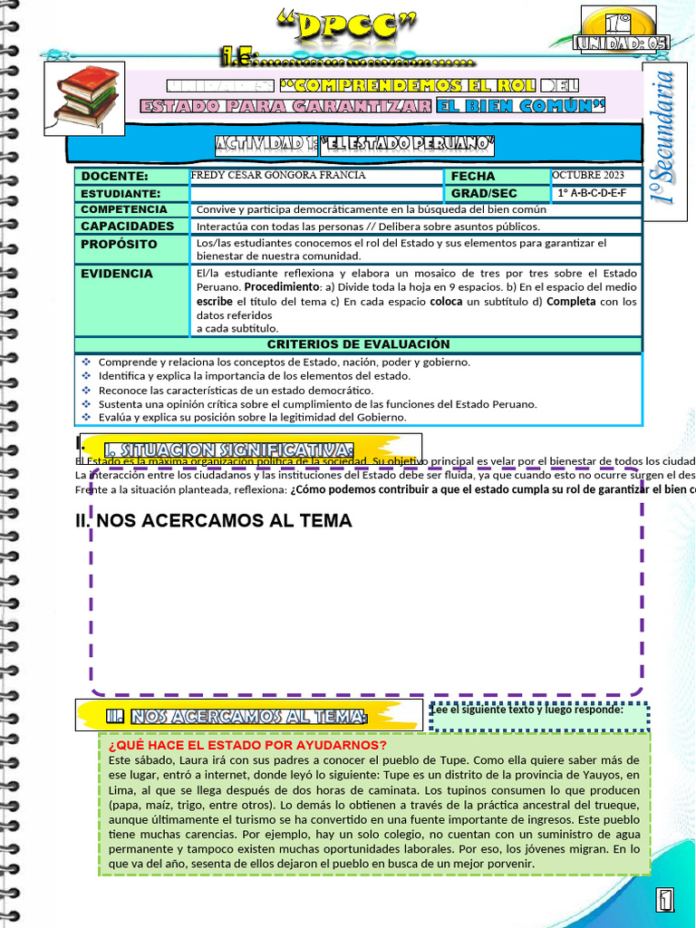 1° DPCC - Actv.01-Und.5 2023 | PDF