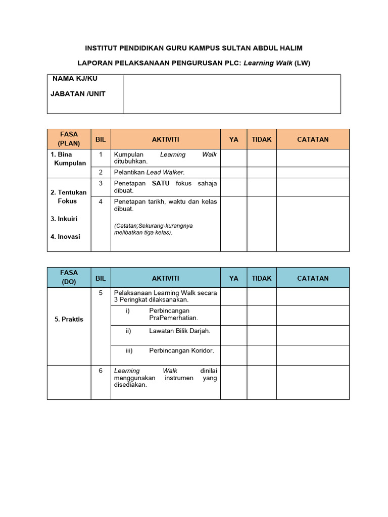 Contoh - Laporan - PLC - (AC-Learning Walk) | PDF