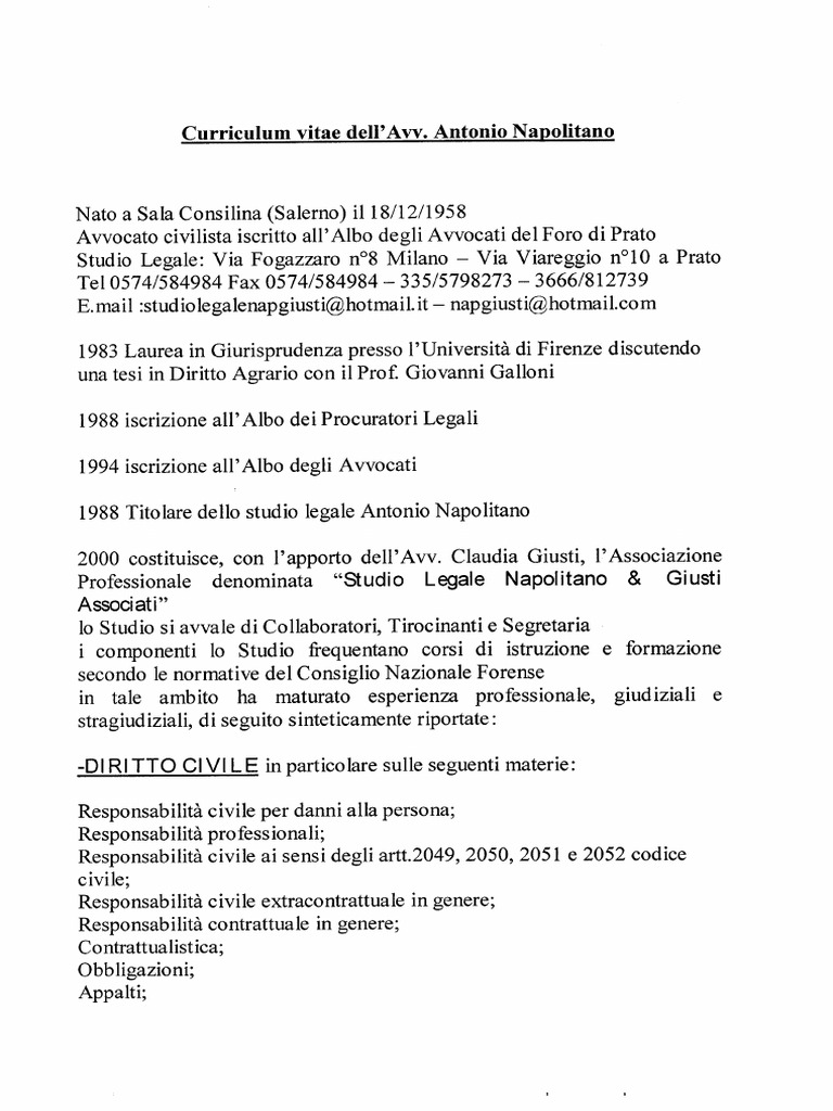 Curriculum Vitae Antonio Napolitano | PDF