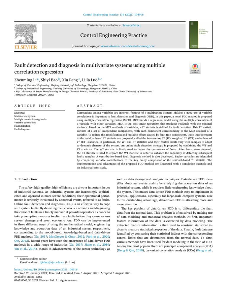Multivariate Fault Detection Guide | PDF