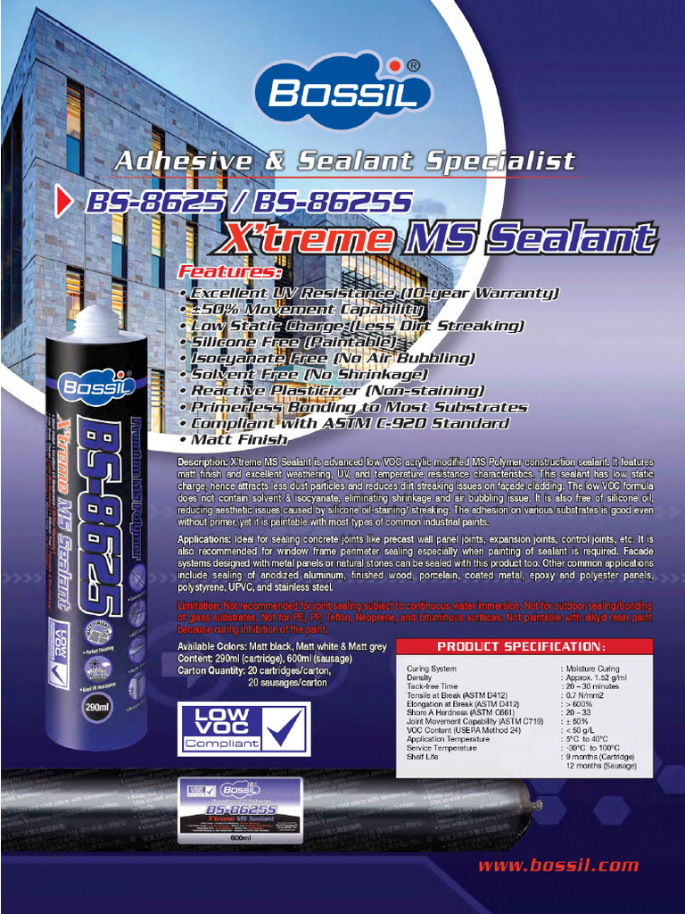 SEVENbond - Bossil Modified Sealant Brochure | PDF