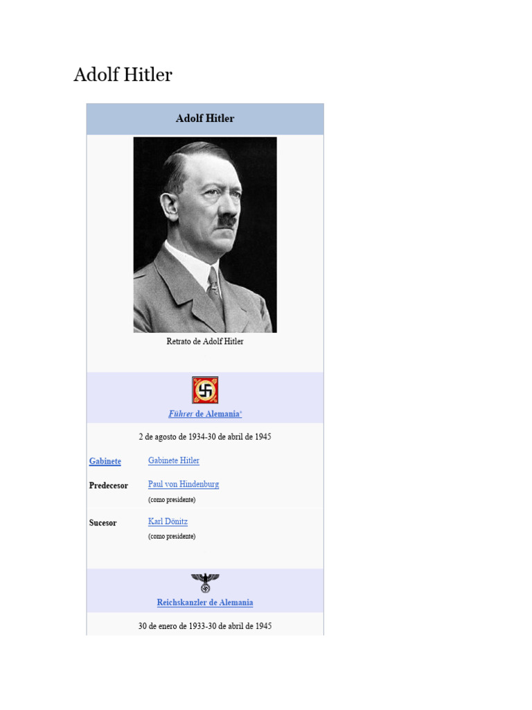 Adolf Hitler: Ascenso y legado del Führer | PDF | Adolf Hitler ...