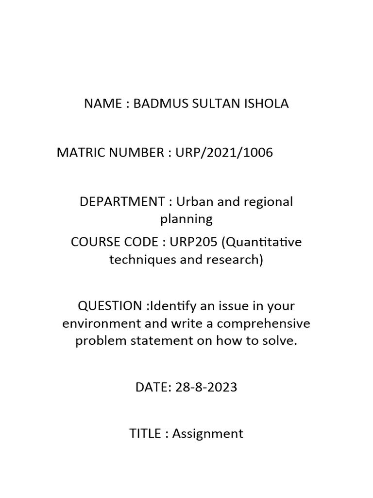 Urp 205 Quantitative | PDF | Flood | Surface Runoff