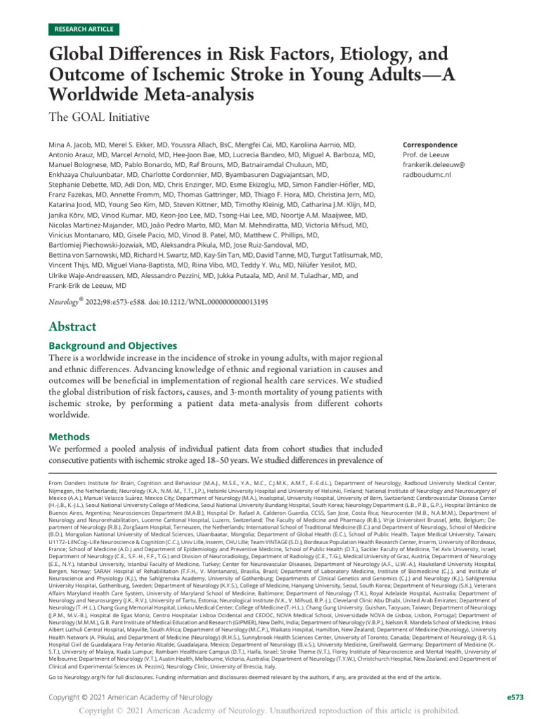Global Differences in Risk Factors, Etiology, and Outcome of Ischemic ...