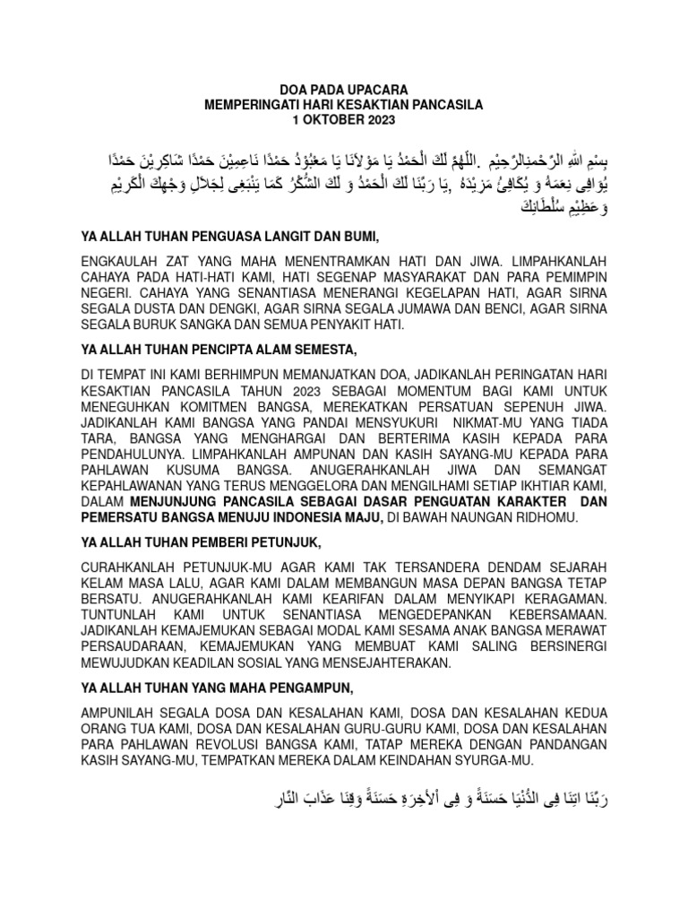 Doa 1 Oktober 2023 | PDF | Agama & Spiritualitas