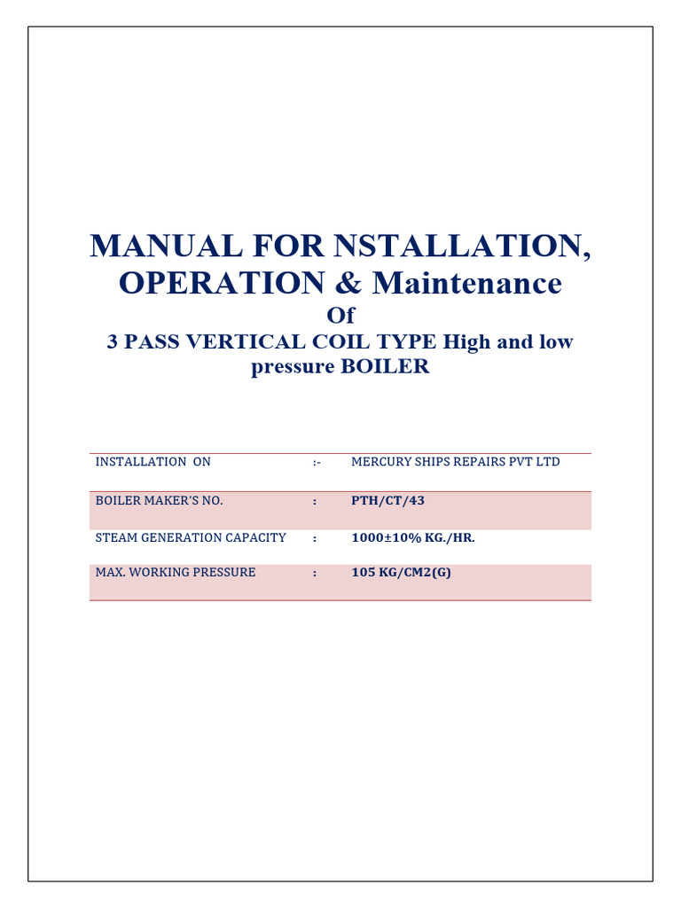 Coil Type Boiler Operation Manual | PDF | Home & Garden | Technology ...