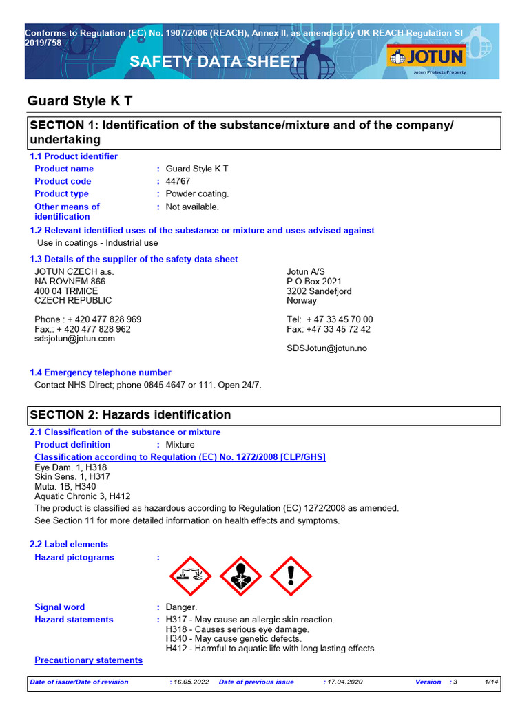 MSDS Guard Style K T | PDF