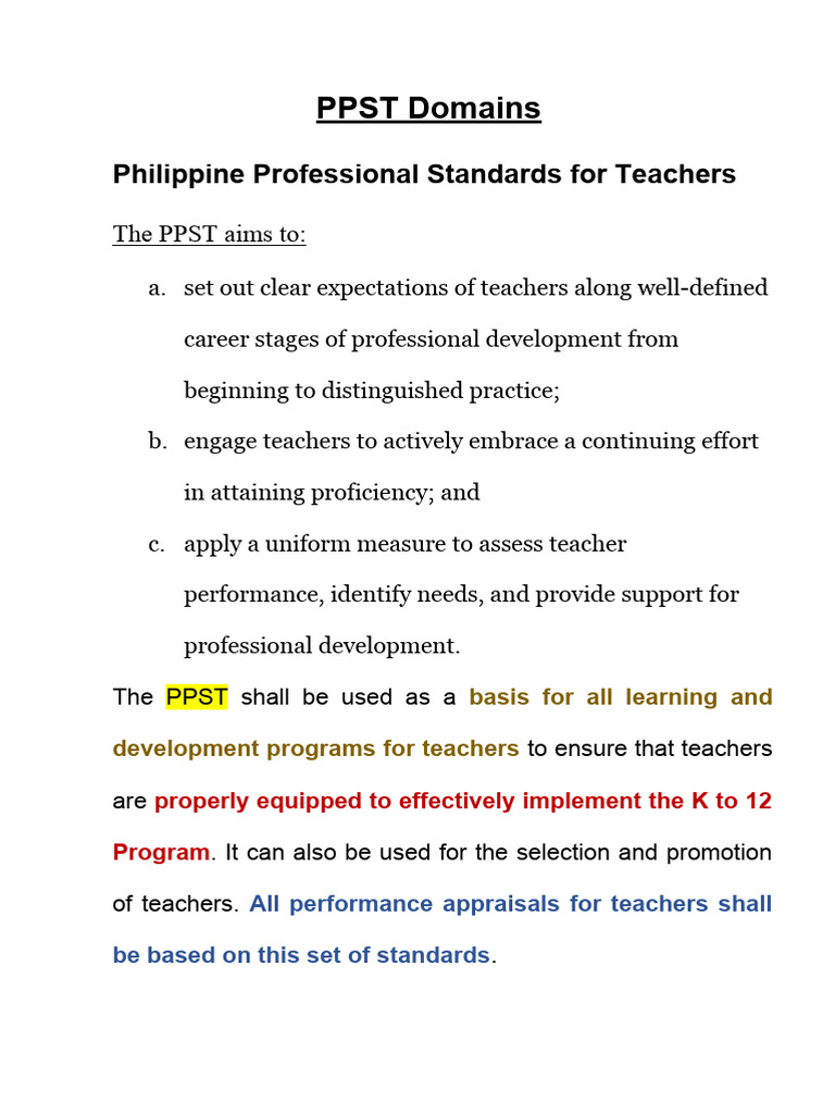 DOMAINS | PDF | Learning | Teachers