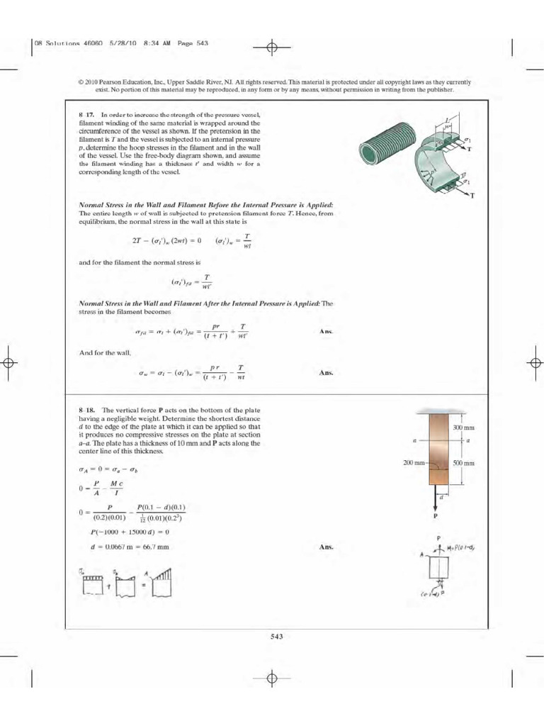 Esfuerzos Combinados - Soluciones Hibbeler 8 Edicion | PDF