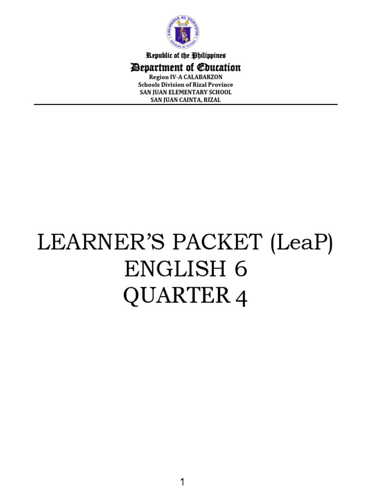 Leap English 6 Quarter 4 | PDF | Adverb | Verb
