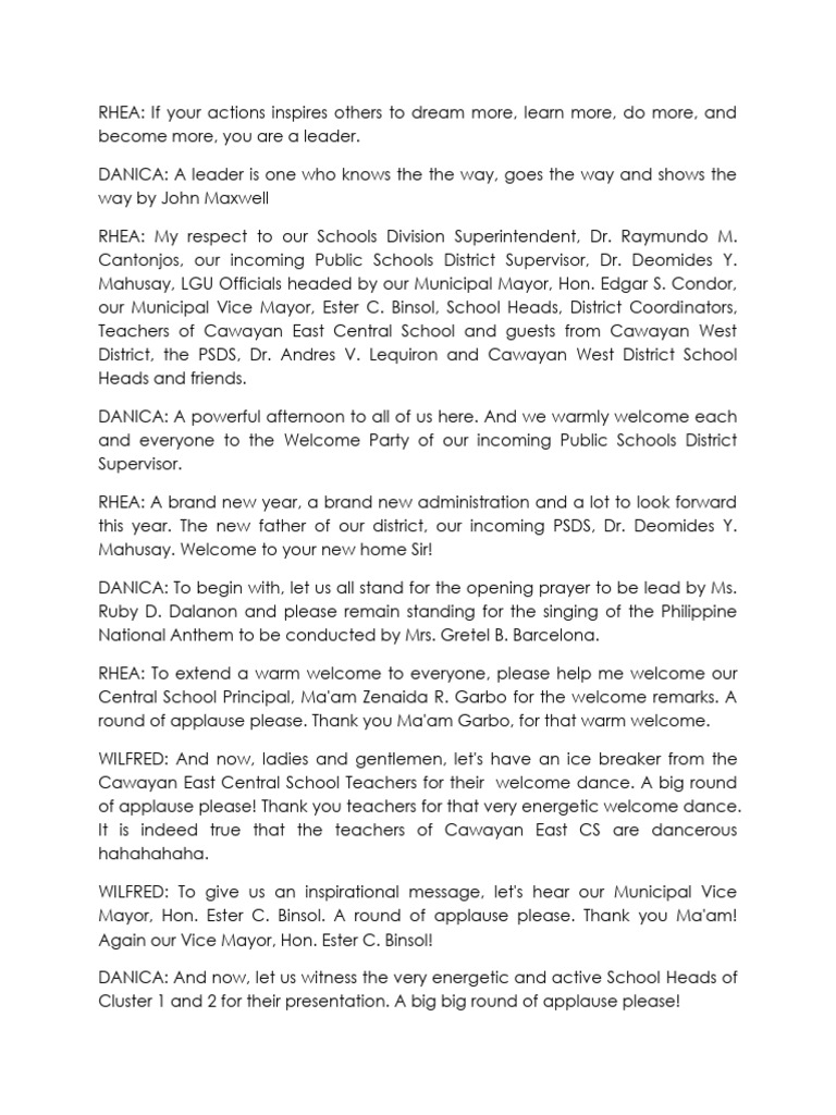 Welcome Party Script | PDF