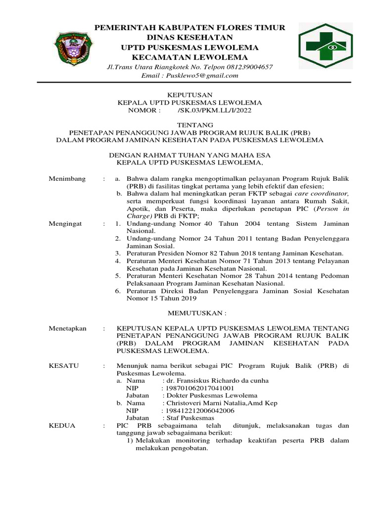 1.SK Tentang Rujuk Balik-1 | PDF