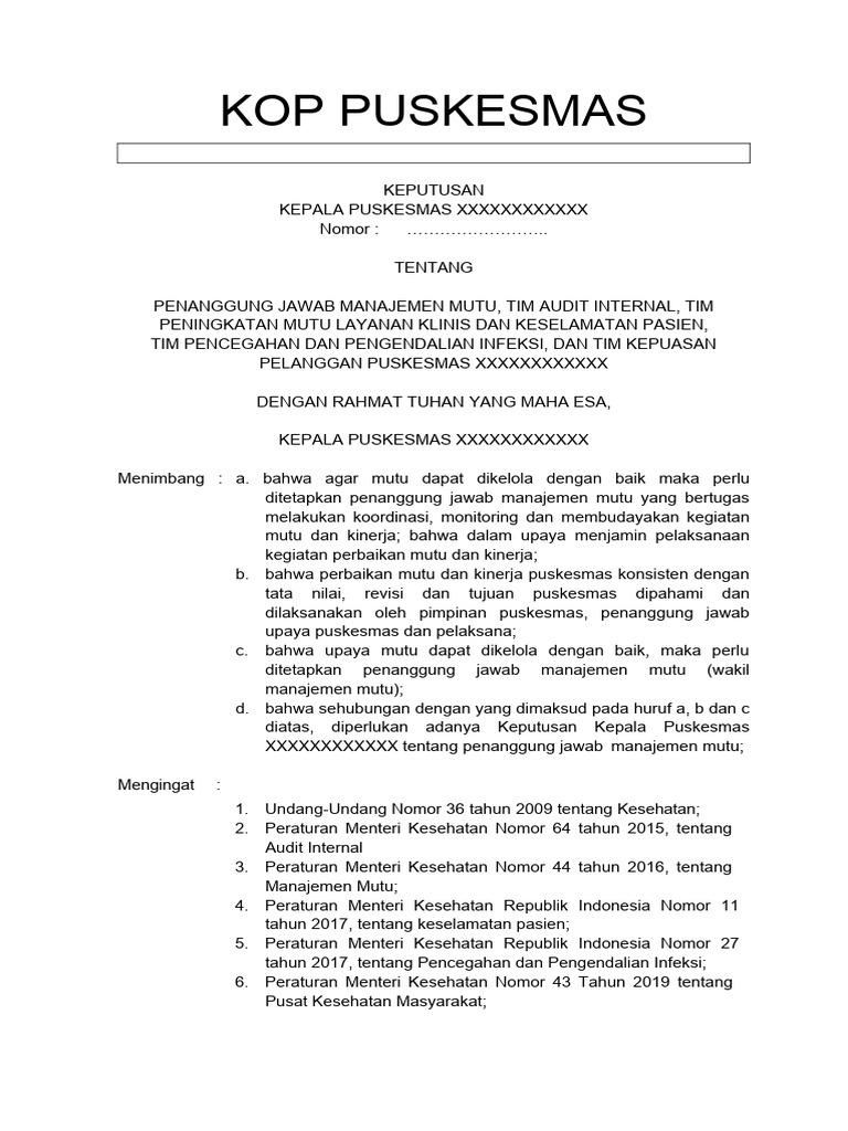 Contoh SK Tim Mutu | PDF