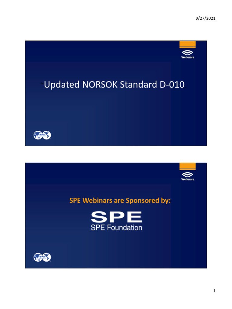 Updated Norsok D-010 2021 Spe | PDF