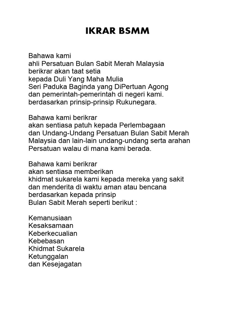 IKRAR DAN LAGU BSMM | PDF