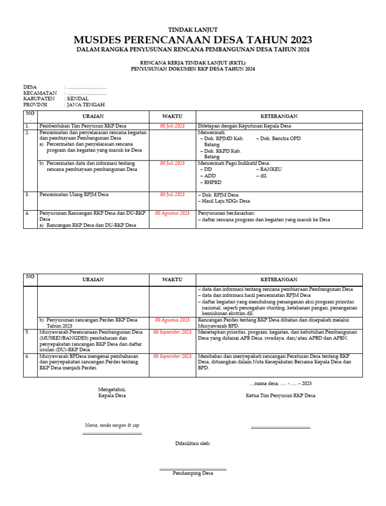 RKTL - RKP Desa 2024 | PDF