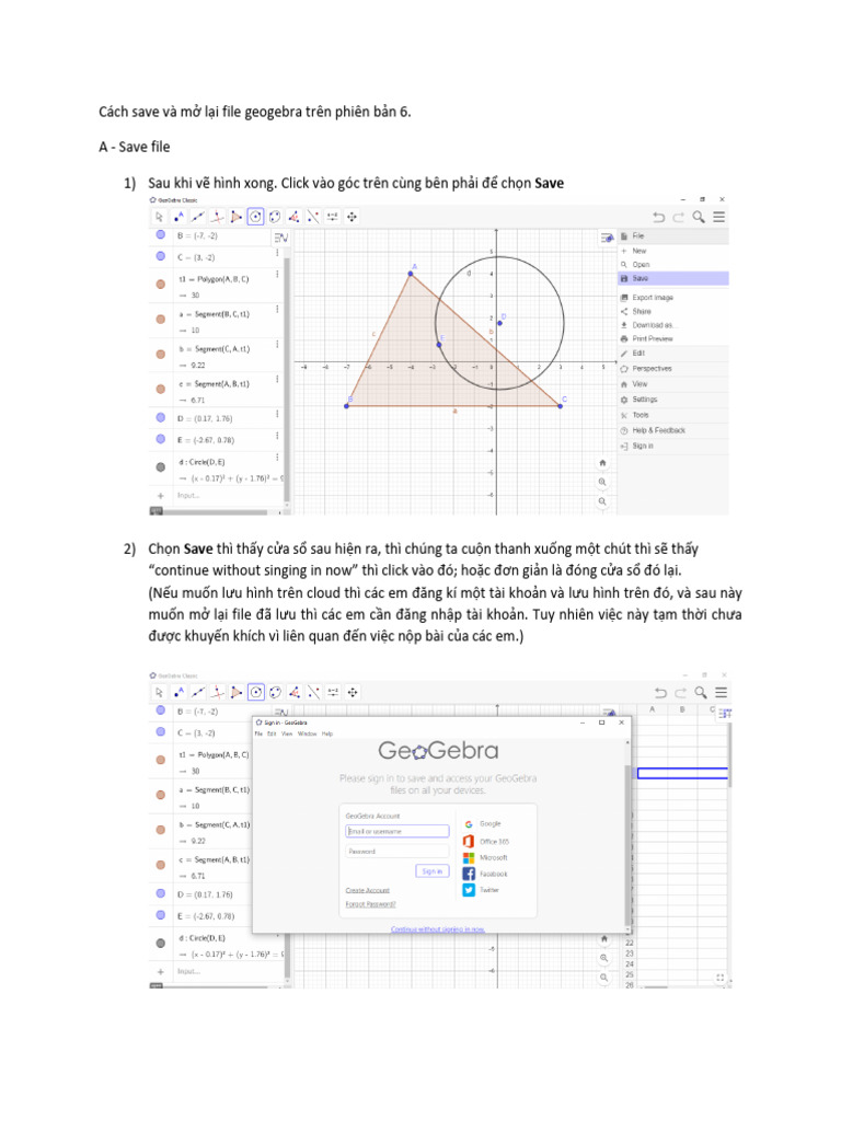 Cách save file geogebra trên phiên bản 6 | PDF