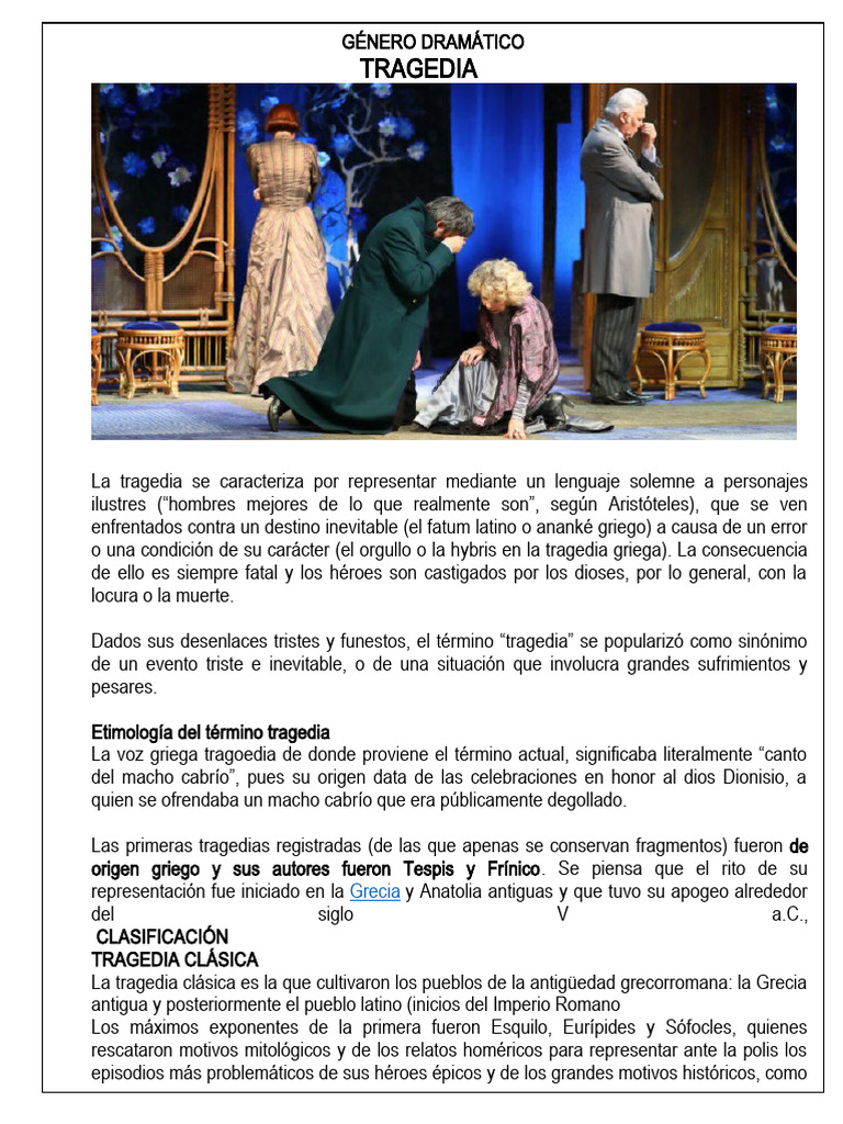 Género Dramático TRAGEDIA | PDF