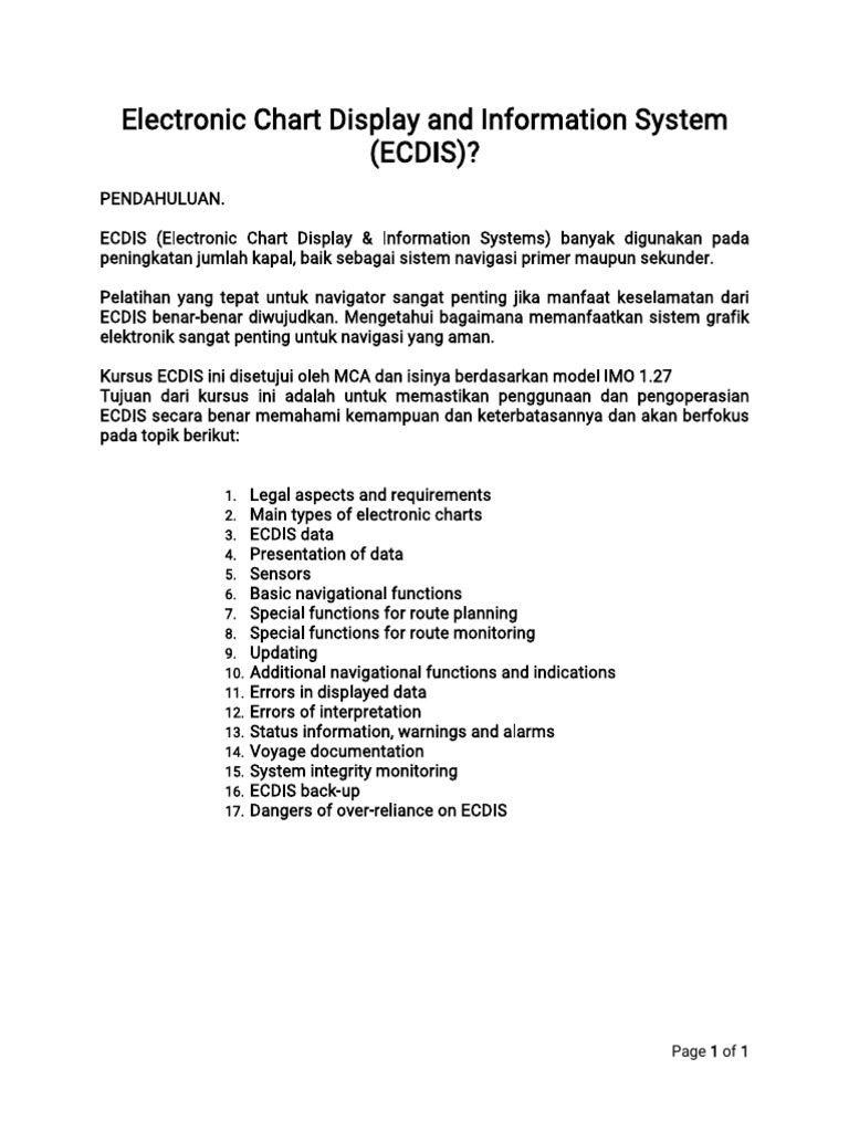 Electronic Chart Display and Information System (ECDIS) | PDF