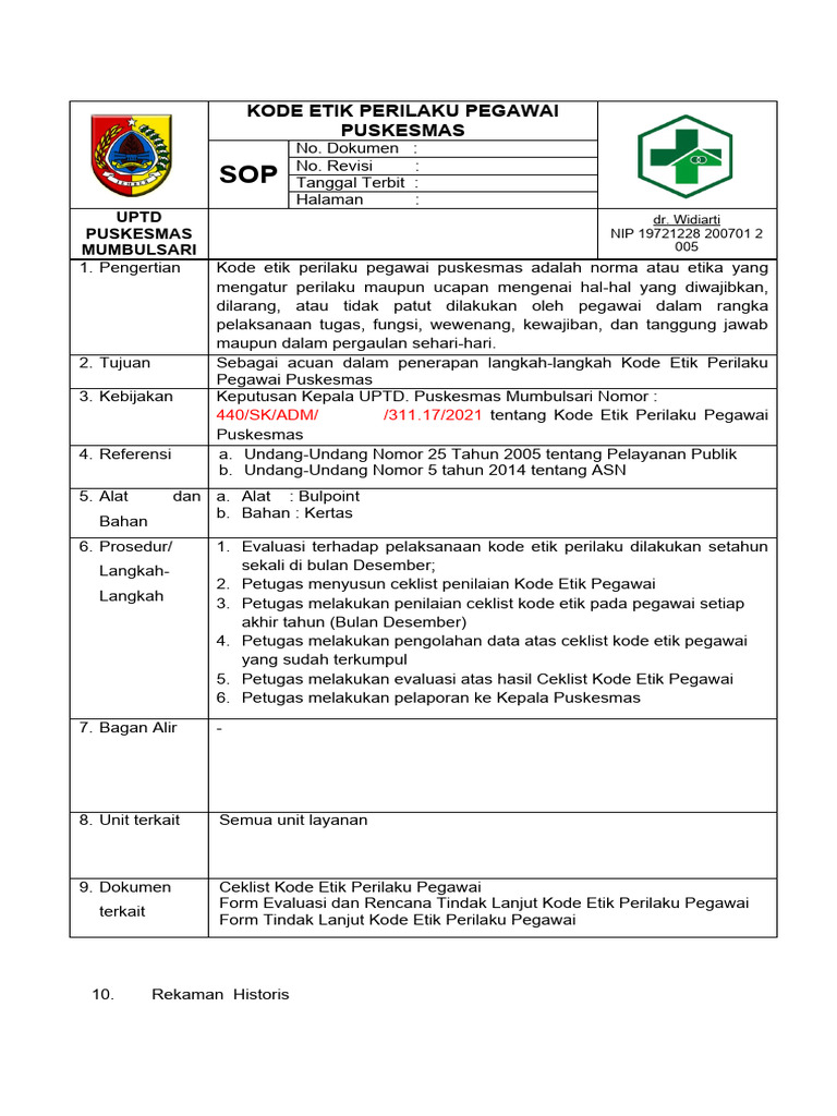 1.2.1.B SOP KODE ETIK | PDF