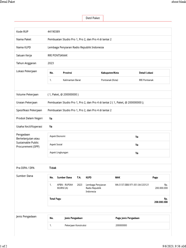 Pembuatan Studio Pro 1, Pro 2, Dan Pro 4 Di Lantai 2 | PDF