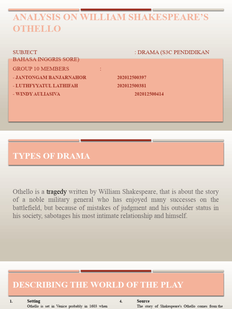 1 Group 10 S3C - Analysis On William Shakespeare's Othello | PDF