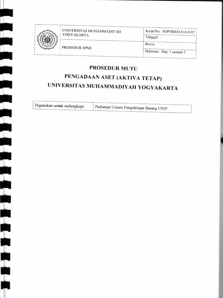 Prosedur Mutu Pengadaan Aset Aktiva Tetap | PDF