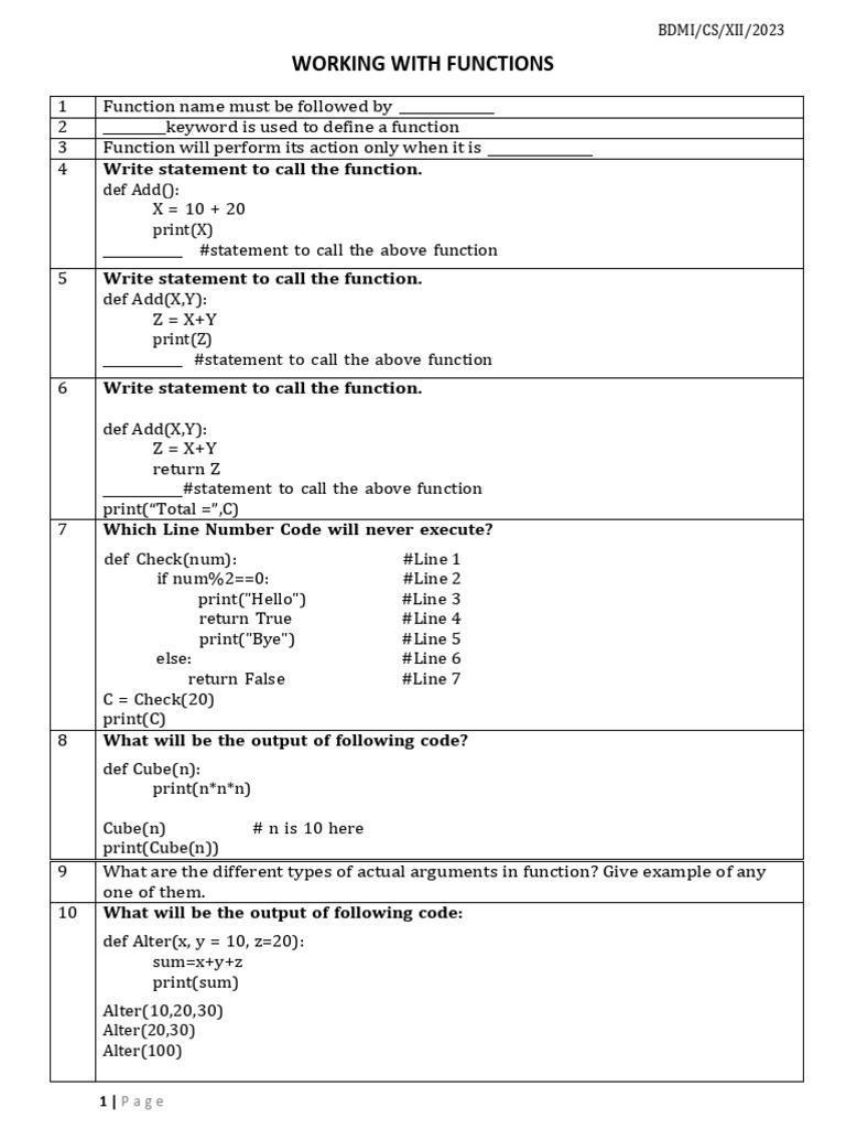 12 Cs Working With Function | PDF