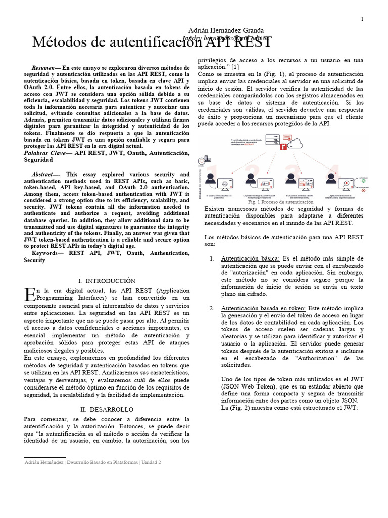 Metodos de Autenticación para API REST | PDF Metodos de Autenticación para API REST | PDF