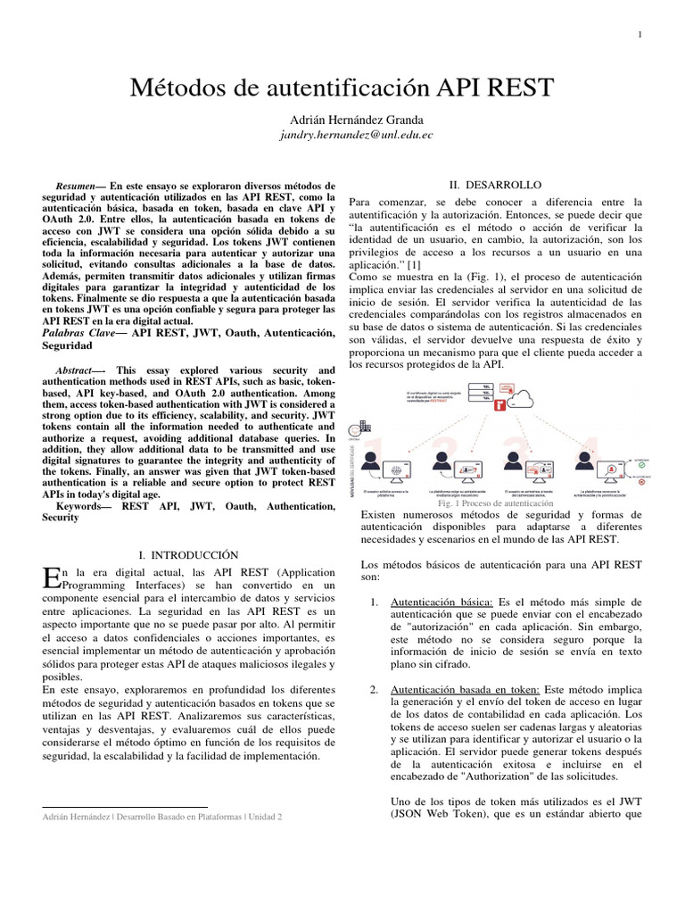 Metodos de Autenticación para API REST v.2 | PDF Metodos de Autenticación para API REST v.2 | PDF