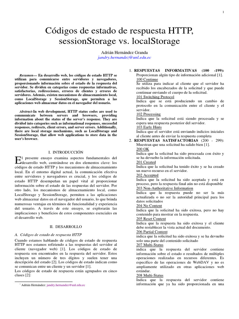 Códigos de Estado de Respuesta HTTP | PDF