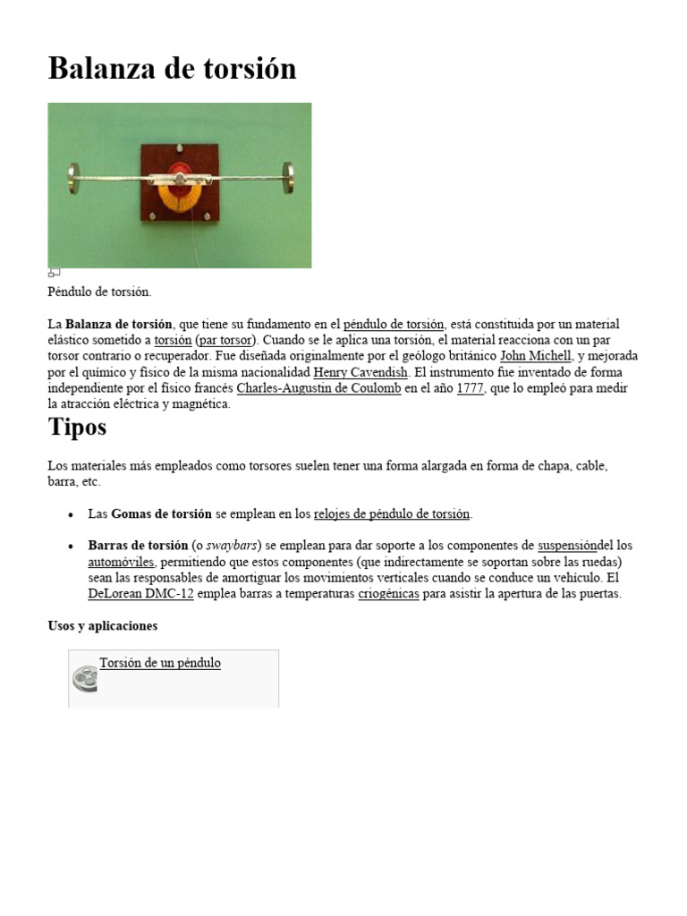 Balanza de torsión | PDF | Fuerza | Metrología