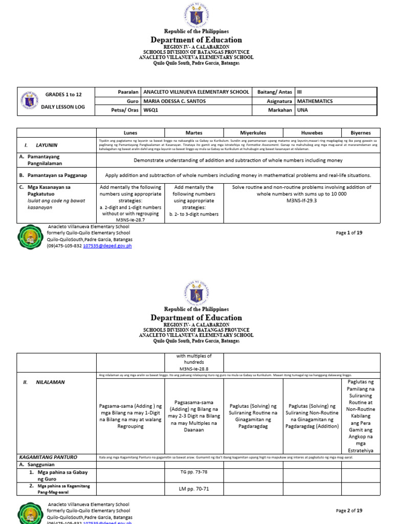 MOCS-WEEK 6-dll-MATH 3 | PDF