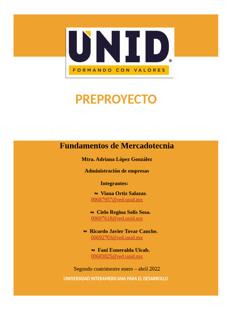 PREPROYECTO Equipo 4 F.mercadotecnia | PDF | Marketing | Producto (Negocio)